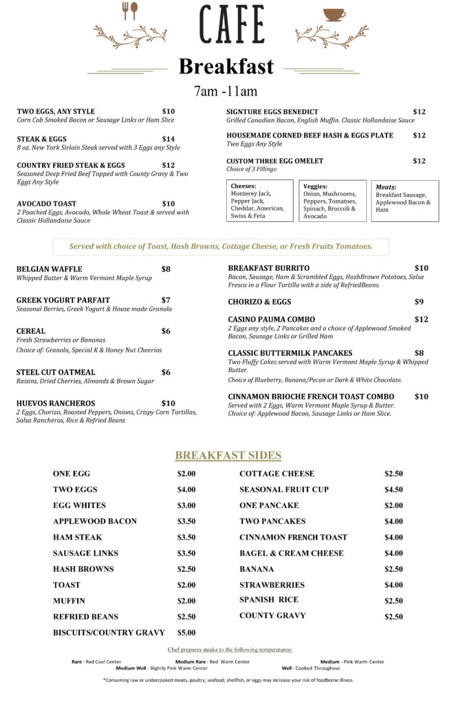 Café | Casino Pauma